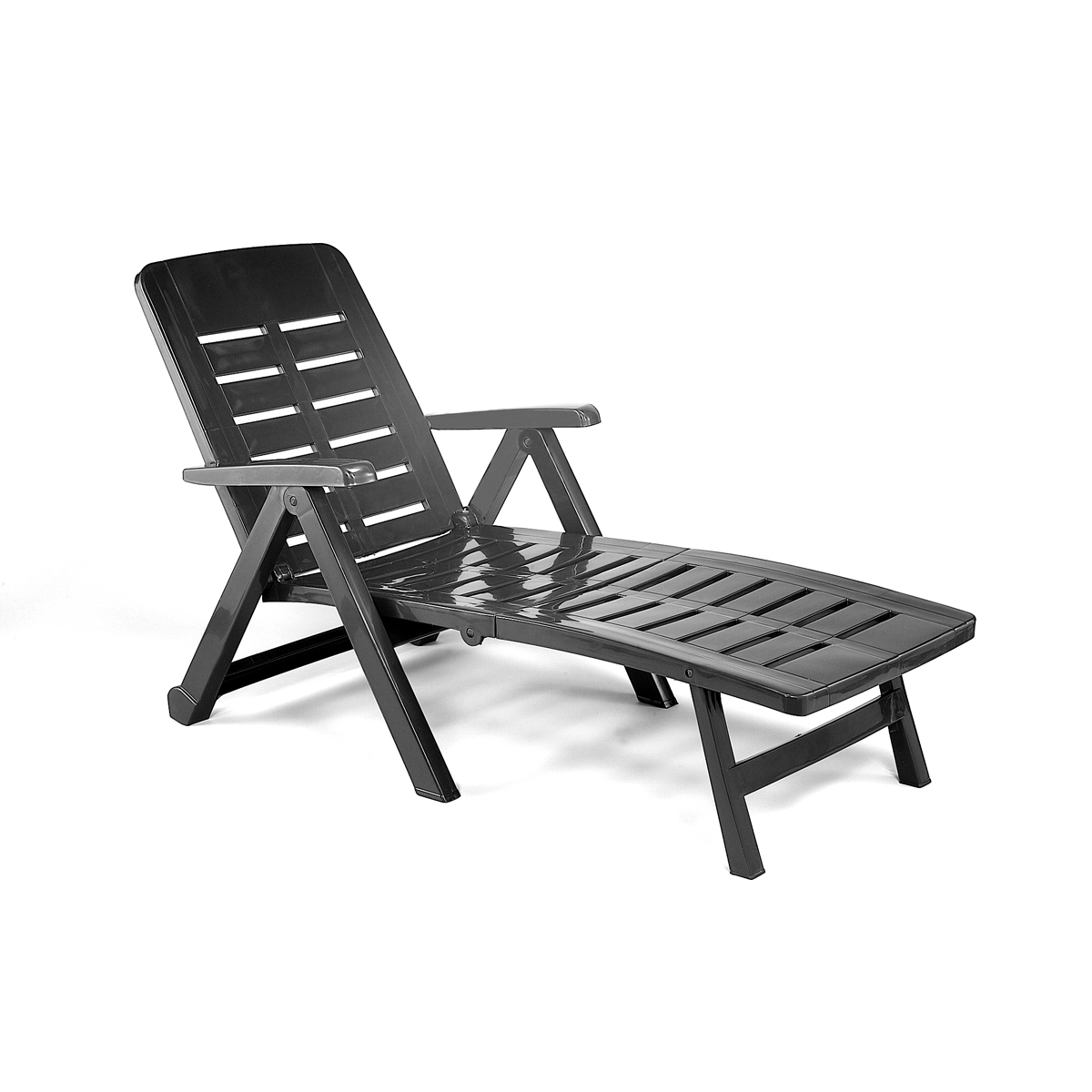 Plastové polohovací lehátko SMERALDO (š.72 x h.189 x v.96cm), antracit ...